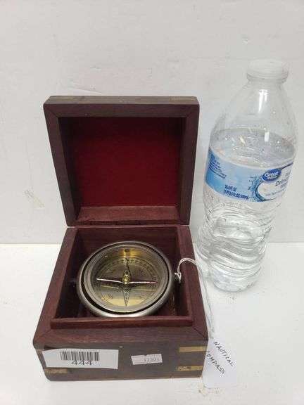 Brass Nautical Compass in Box with Hinged Lid - Trice Auctions