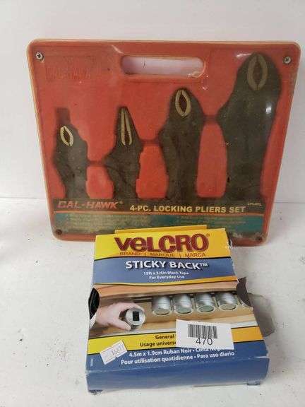 Cal-Hawk 4-Piece Locking Pliers Set and Velcro Sticky Back Tape - Trice ...