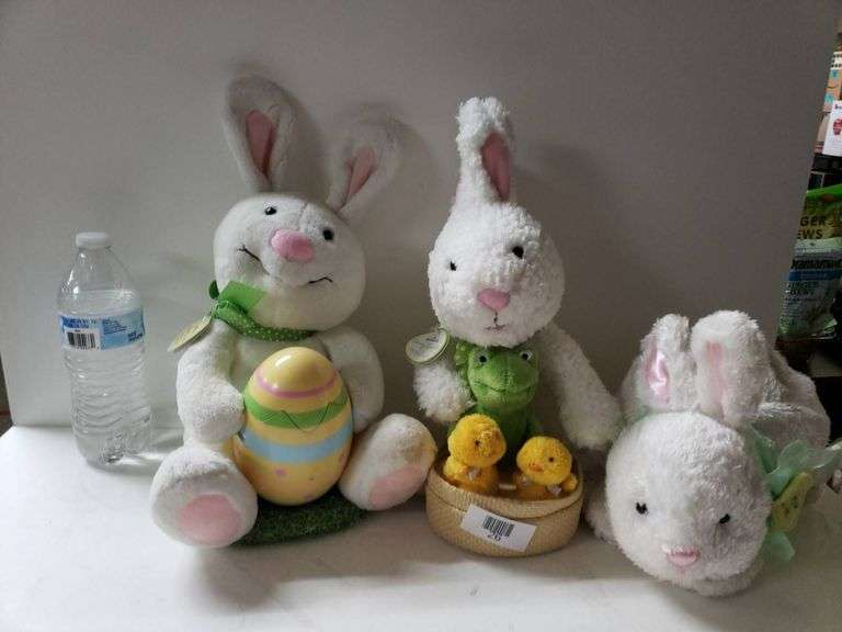 Plush Easter Bunny and Chick Figures with Basket and Egg - Trice Auctions