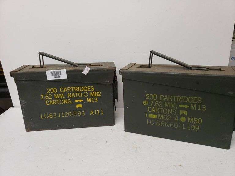 Pair of Military Ammunition Metal Storage Boxes, 7.62mm NATO M82 ...