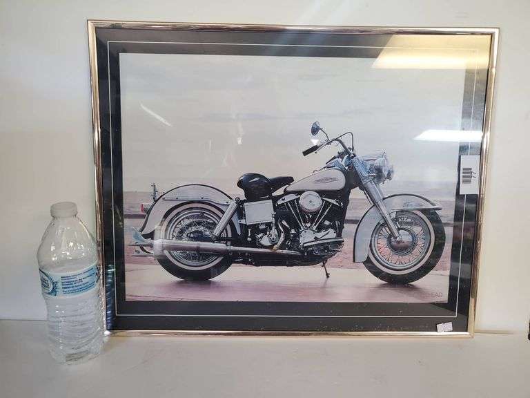 Framed Print of Motorcycle Featuring FL Panhead Design - Trice Auctions