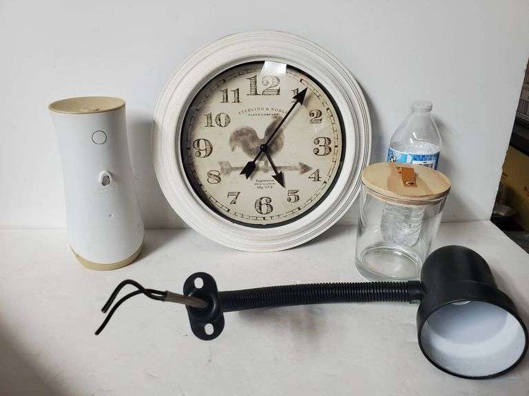Home Decor Lot with Wall Clock, Glass Jar, and Lighting Fixture - Trice ...