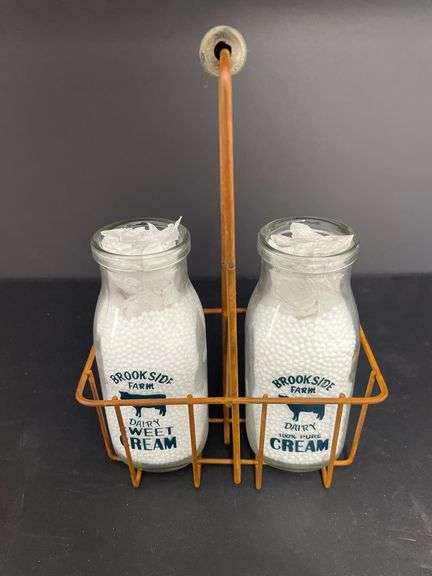 Brookside Farm Dairy Bottles with Carrier - Trice Auctions