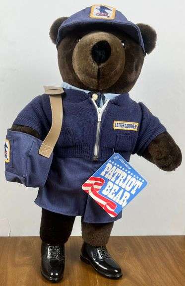 20” USPS Patriot Bear. 1986 Letter Carrier Bear w/ uniform & mail bag ...