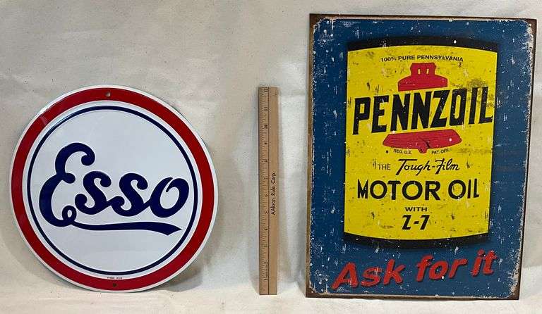 Pennzoil and Esso Tin Signs - Trice Auctions