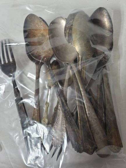Flatware Lot Including Spoons and Forks in Plastic Bag - Trice Auctions