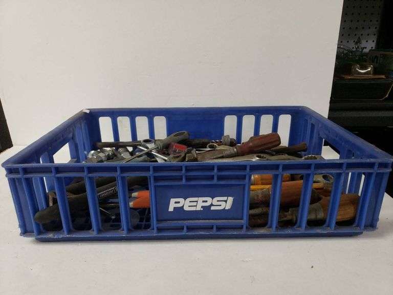 Blue Plastic Pepsi Crate Filled With Mixed Hand Tools - Trice Auctions