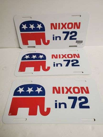 3 Nixon in 72 License Plates with Republican Elephant Logo - Trice Auctions