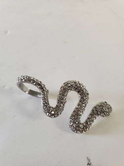 Rhinestone-Embellished Snake-Shaped Ring - Trice Auctions