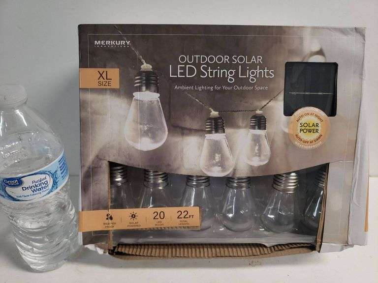 Merkury Outdoor Solar LED String Lights XL with 20 Bulbs - Trice Auctions