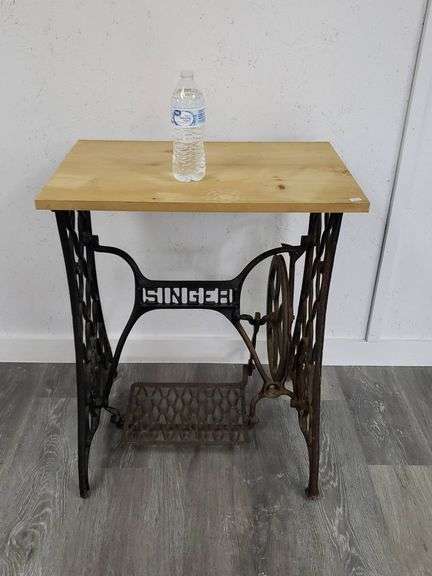 Singer Treadle Sewing Machine Base With Added Wooden Tabletop - Trice ...