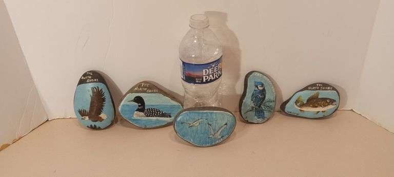 5 Assorted Decorative Painted Rocks - Trice Auctions