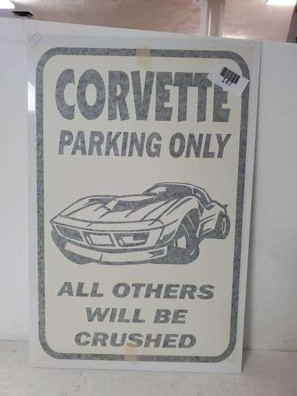 Corvette Parking Only Sign With Graphic and Bold Text - Trice Auctions