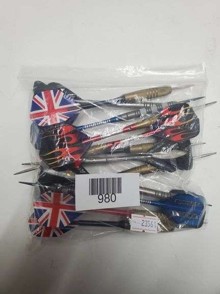Multiple Dart Pieces with Union Jack and Flame Designs - Trice Auctions