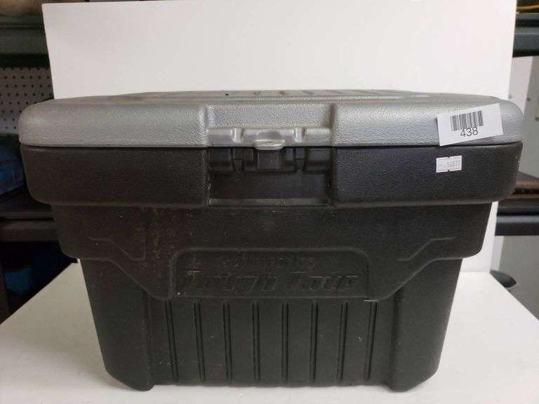 Black and Gray Tough Tote Storage Box with Jumper Cables - Trice Auctions
