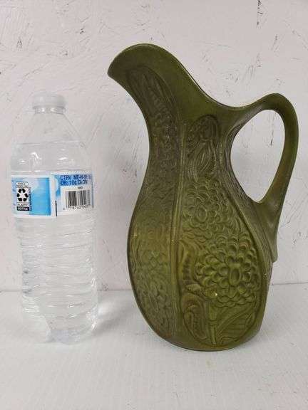 McCoy Pottery Green Floral Pitcher with Handle - Trice Auctions