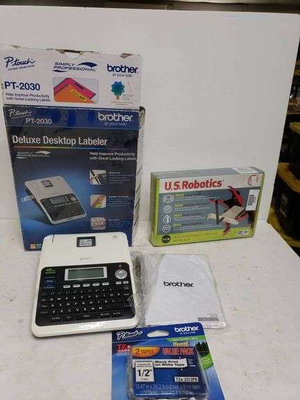 Brother P-Touch PT-2030 Labeler With TZe Tapes and US Robotics Adapter ...