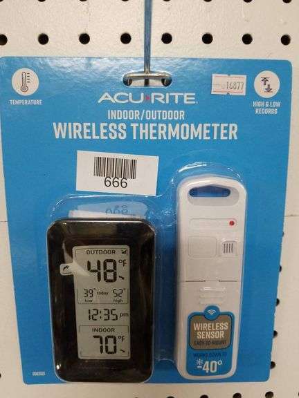 AcuRite Indoor/Outdoor Wireless Thermometer With Sensor - Trice Auctions