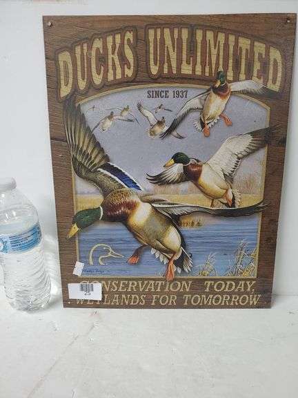 Ducks Unlimited Tin Sign Featuring Mallard Ducks and Conservation ...