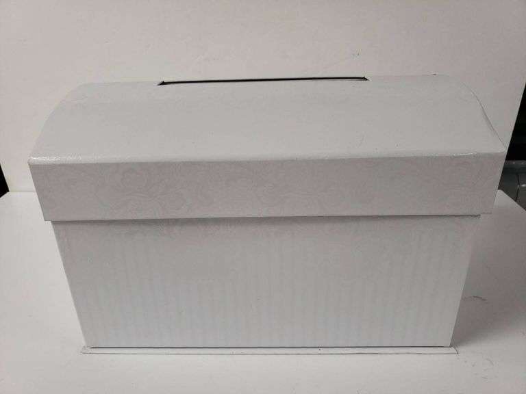 White Rectangular Box With Slot and Hinged Lid - Trice Auctions