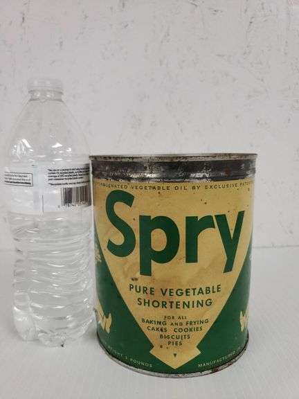 Full Spry Pure Vegetable Shortening Tin With Key - Trice Auctions