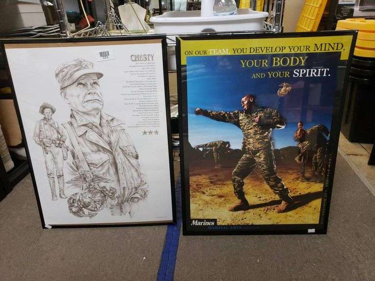 Framed Marine Corps ‘Chesty’ Artwork and Training Poster Set - Trice ...