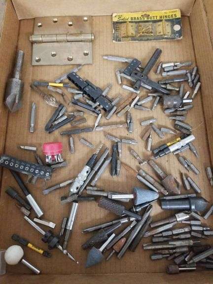 Drill Bits, Tool Attachments, and Brass Hinges in Bulk Lot - Trice Auctions