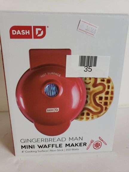 Dash Gingerbread Man Mini Waffle Maker With 4-Inch Cooking Surface ...