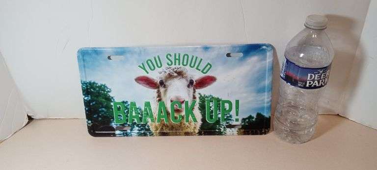 NEW Metal "You Should Baaack Up" License Plate - Trice Auctions