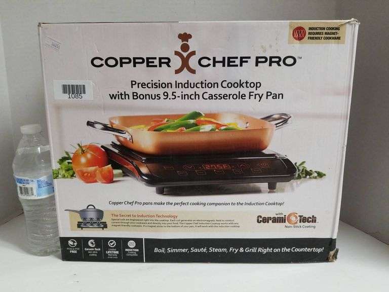NIOB Copper Chef Pro Precision Induction Cooktop with 9.5-Inch Fry Pan ...