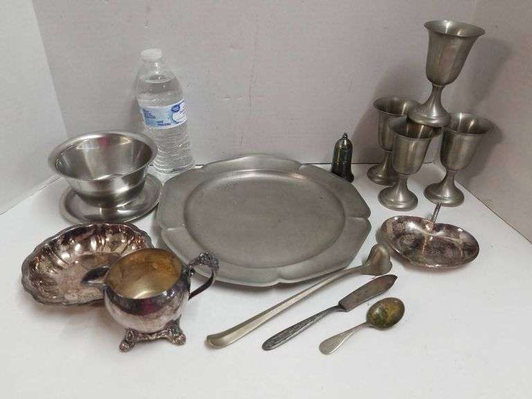 Metal Tableware Including Goblets and Serving Pieces - Trice Auctions