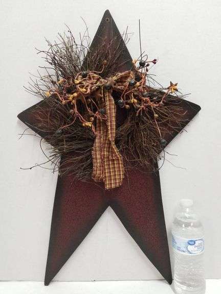 Star-Shaped Wall Decor with Branch Embellishments and Plaid Bow - Trice ...