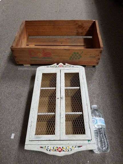 Decorative Crate with Dole Branding and Wire Mesh Cabinet - Trice Auctions
