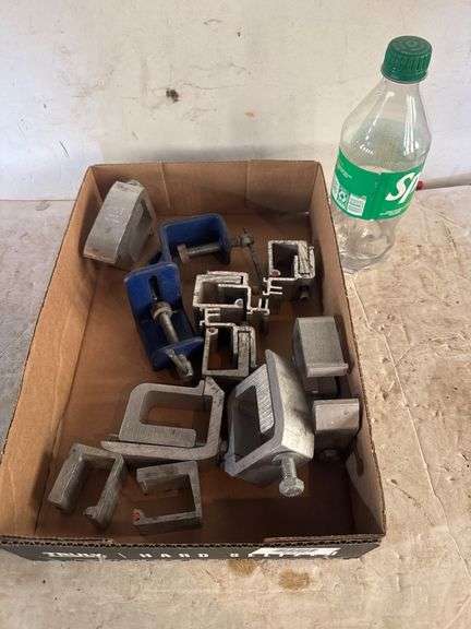 Metal Clamps and Brackets in Cardboard Box - Trice Auctions