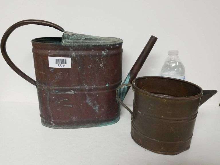 2 Piece Lot of Metal Watering Can and Pitcher with Handles - Trice Auctions