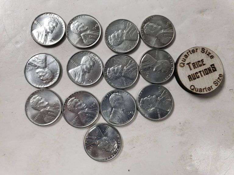 (13) Steel Pennies Featuring Lincoln Designs - Trice Auctions
