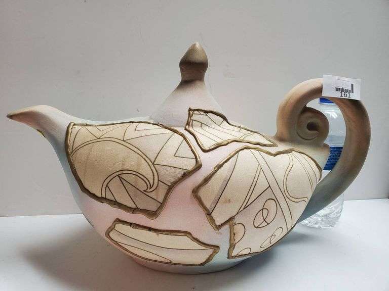Decorative Ceramic Teapot With Abstract Pattern Design - Trice Auctions
