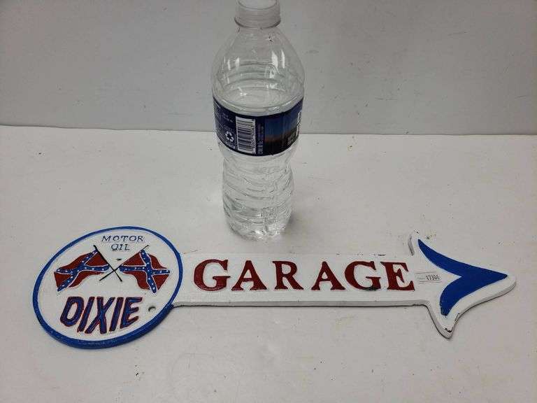 Cast Iron Reproduction Dixie Garage Arrow Sign - Trice Auctions