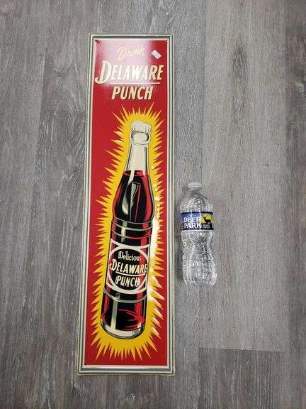 Reproduction Delaware Punch Metal Sign with Bottle Illustration - Trice ...