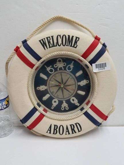 Nautical-Themed Welcome Aboard Clock with Knots and Compass Design ...