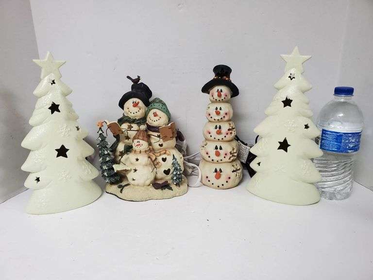 Snowman Figurines and Star Cut-Out Christmas Tree Decor - Trice Auctions