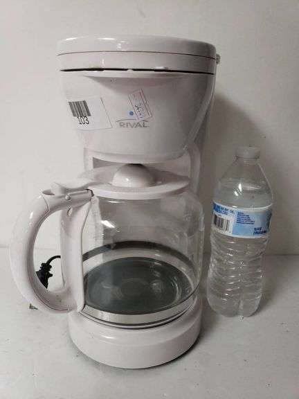 White Rival Coffee Maker with Glass Carafe and Side Water Level ...