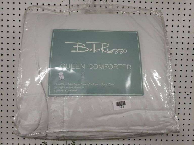 Bella Russo Queen Comforter in Bright White with Brushed Microfiber ...