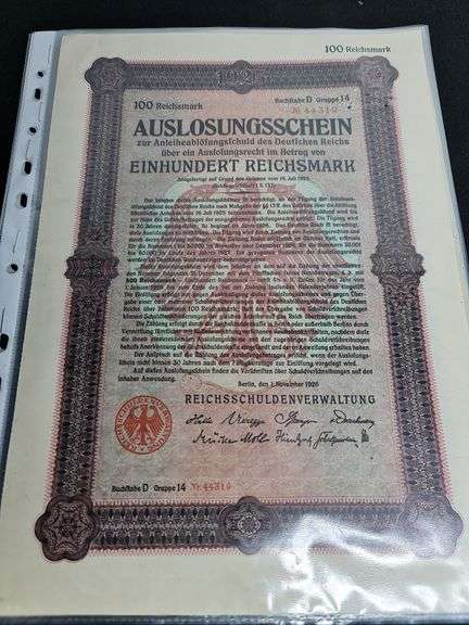 Collection of Old German Bond Certificates - Tullochs Auctions