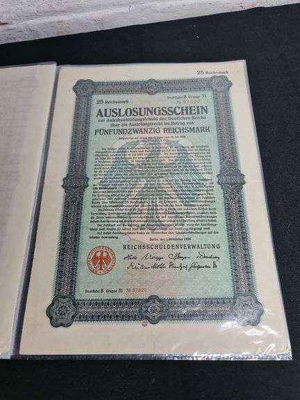 Collection of Old German Bond Certificates - Tullochs Auctions