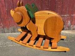 Unusual Vintage Timber Rocking Pig - Tullochs Auctions