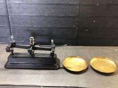 Large Antique Set of 'Force' Balance Scales w/ Brass Pans - Tullochs ...