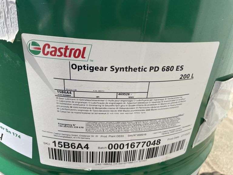 200L Drum Castrol Optigear Synthetic PD 680 ES - TVAA Pty Ltd T/A ...