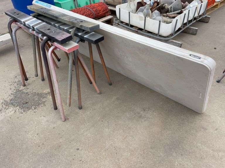 4x Saw Horse Stools and Collapsible Table - TVAA Pty Ltd T/A Tomkins ...