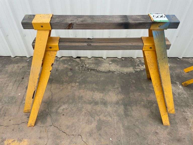 Pair Yellow Saw Horse Stools - TVAA Pty Ltd T/A Tomkins Valuers ...